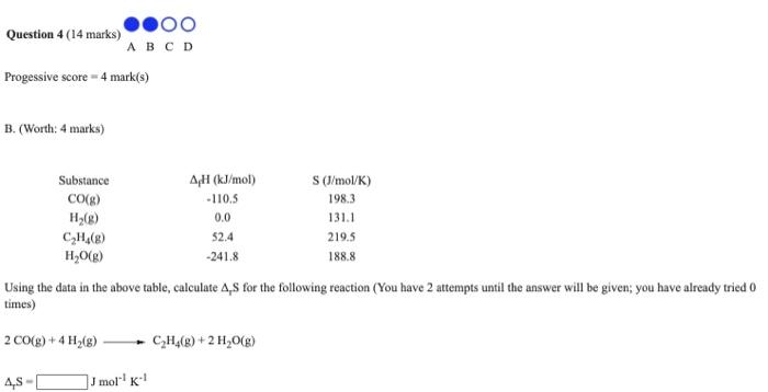 Solved оо Question 4 (14 marks) ABCD Progessive score = 4 | Chegg.com Solved оо Question 4 (14 marks) ABCD Progessive score = 4 | Chegg.com