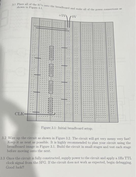 Solved 3.1 Place all of the ICy onto the breadboard and make | Chegg.com