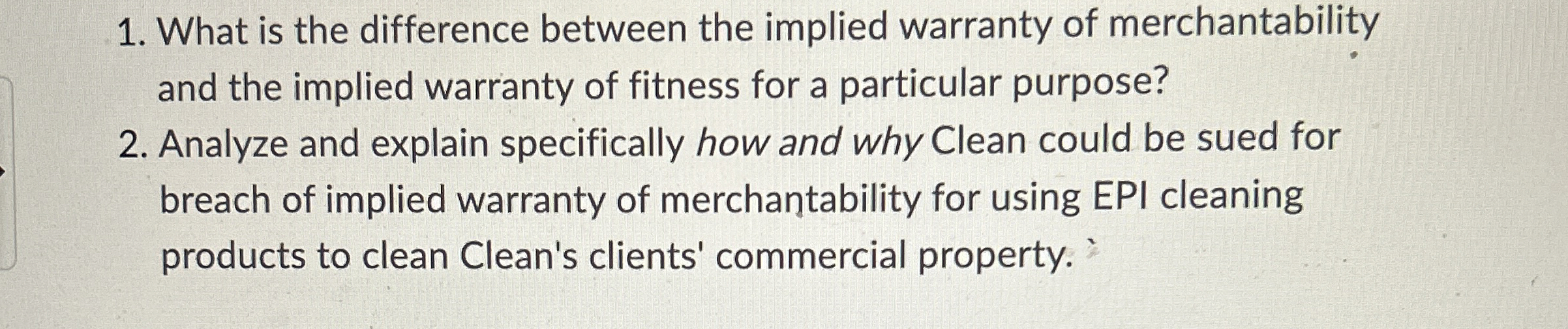 Solved What is the difference between the implied warranty | Chegg.com