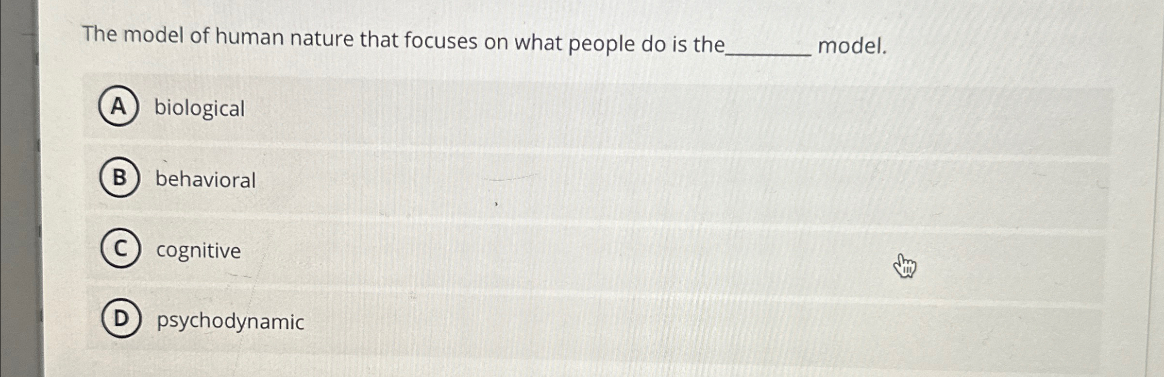 Solved The model of human nature that focuses on what people | Chegg.com