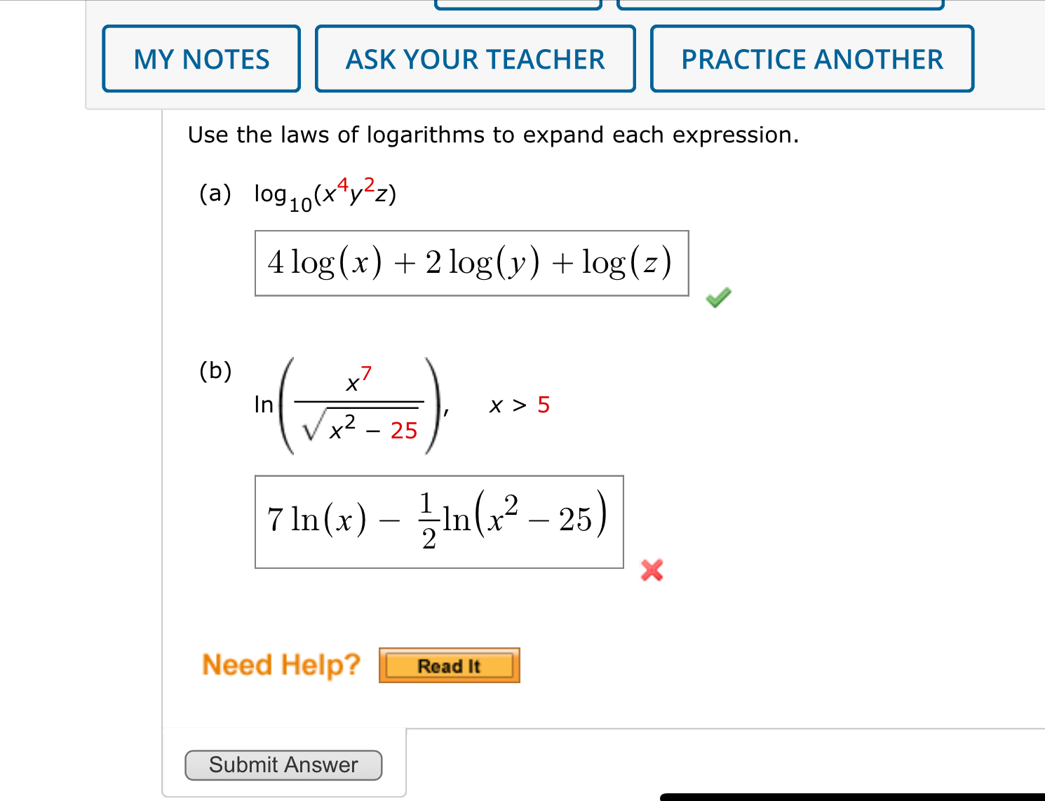Use the laws of logarithms to expand each | Chegg.com