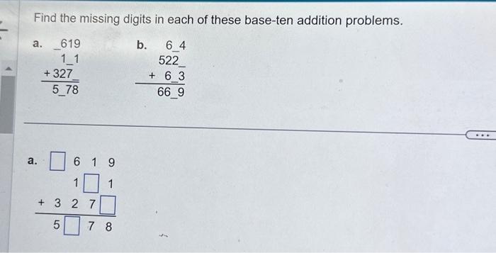 Solved Find the missing digits in each of these base-ten | Chegg.com