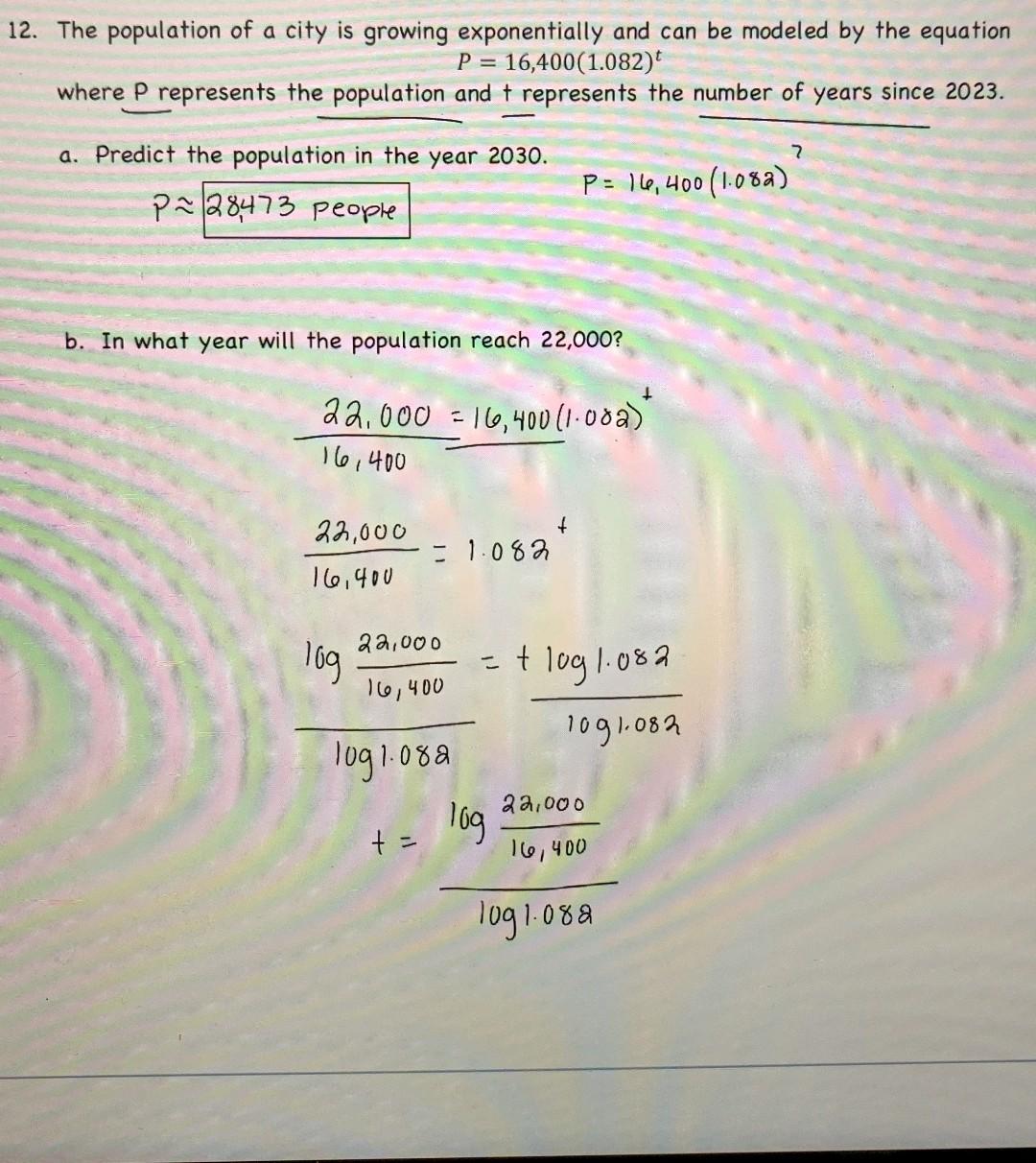 Solved The population of a city is growing exponentially and | Chegg.com