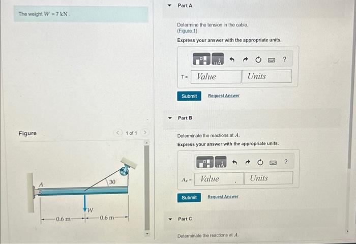 Solved Determine the tension in the cable. (Firgute 1) | Chegg.com