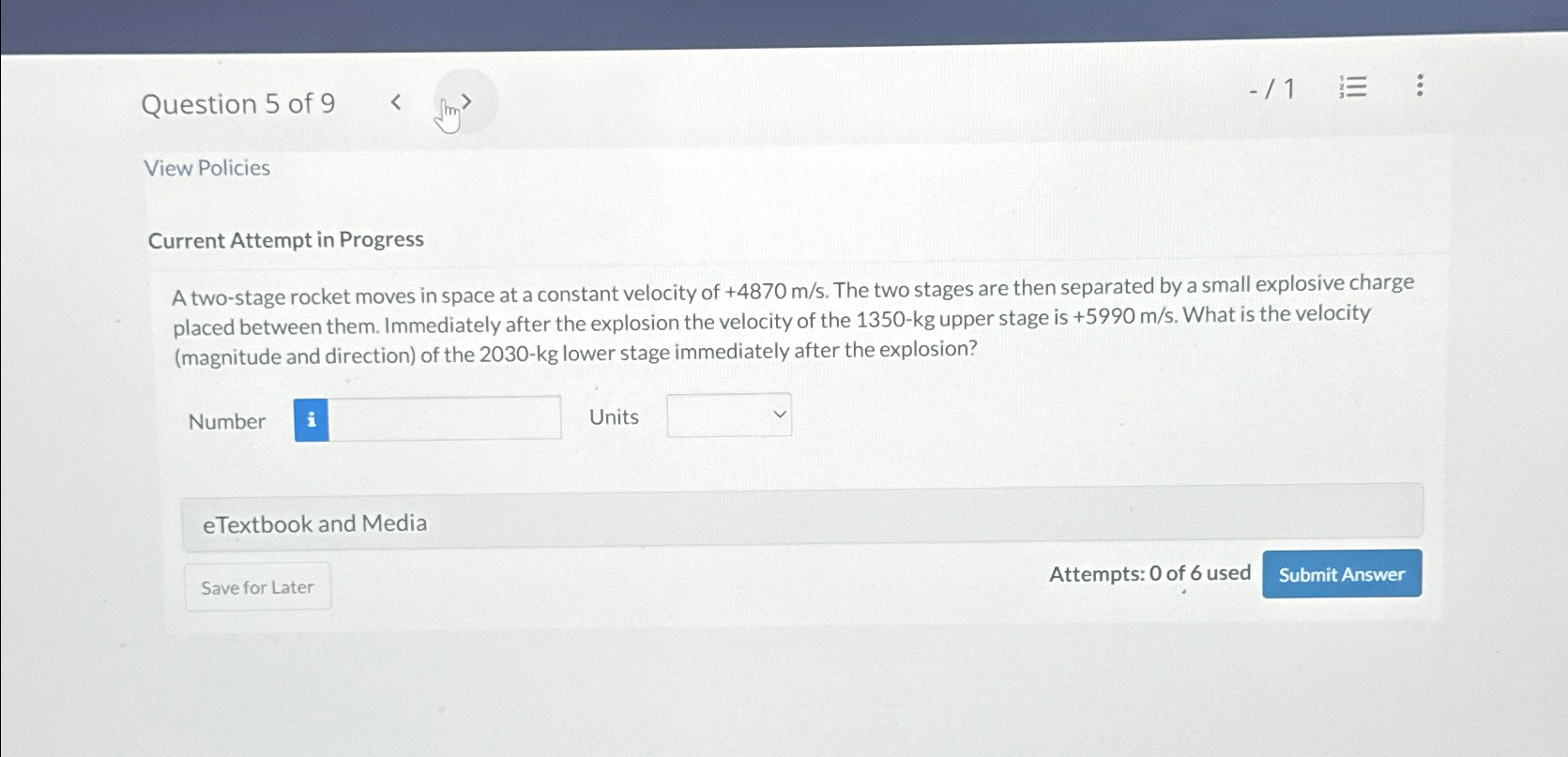 Solved Question 5 ﻿of 9{m3-1View PoliciesCurrent Attempt in | Chegg.com