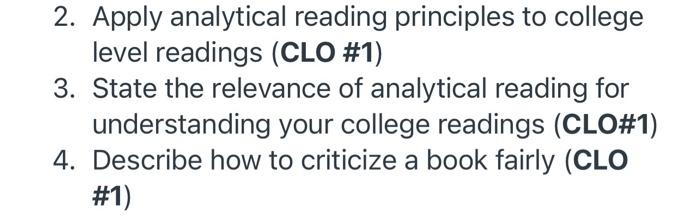 Solved 2. Apply analytical reading principles to college | Chegg.com