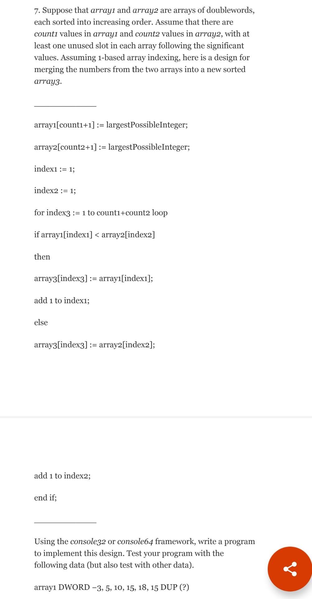7. Suppose that arrayı and array2 are arrays of | Chegg.com