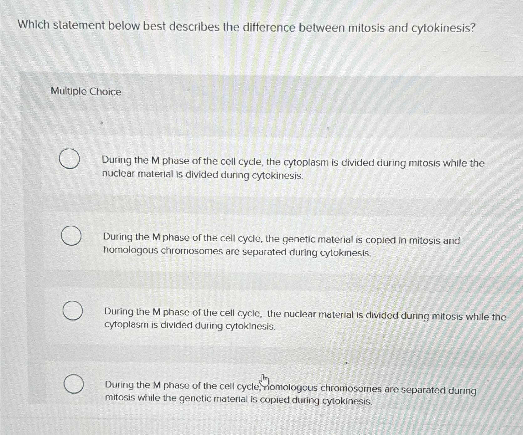 Solved Which statement below best describes the difference | Chegg.com