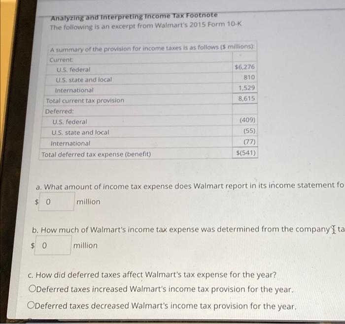 Solved Analyzing and interpreting Income Tax Footnote The | Chegg.com