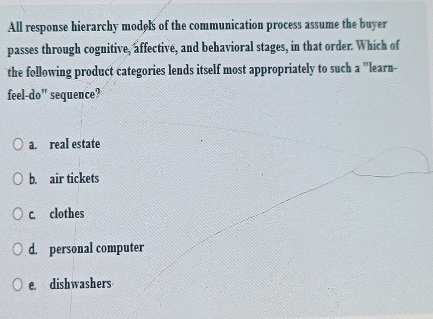 Solved All response hierarchy models of the communication | Chegg.com