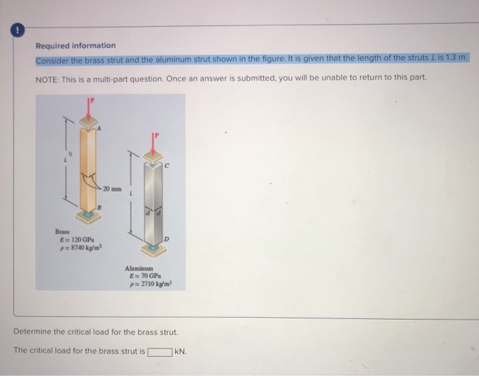 Solved Required information Consider the brass strut and the | Chegg.com