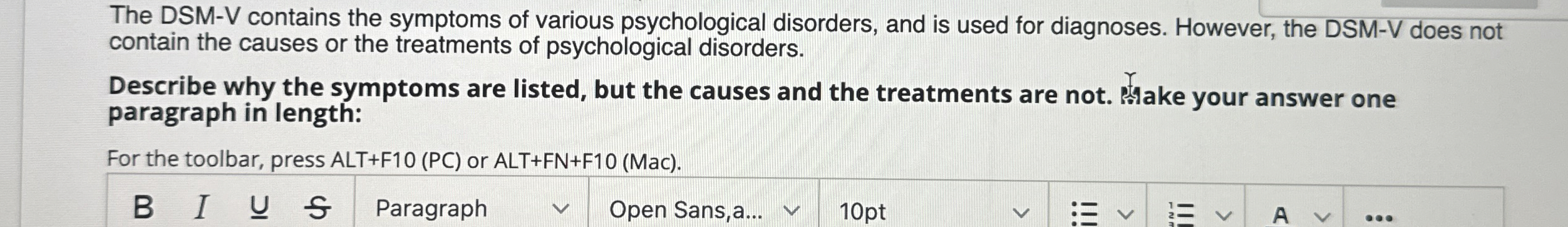 Solved The DSM-V contains the symptoms of various | Chegg.com