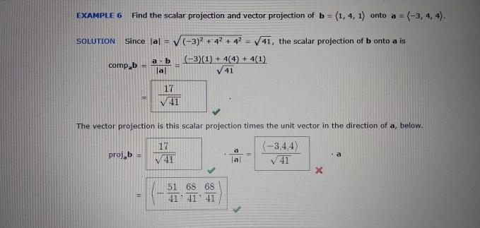 Solved EXAMPLE 6 ﻿Find the scalar projection and vector | Chegg.com