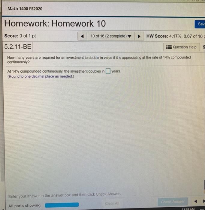 Solved Math 1400 FS2020 Homework: Homework 10 Sav Score: 0 | Chegg.com