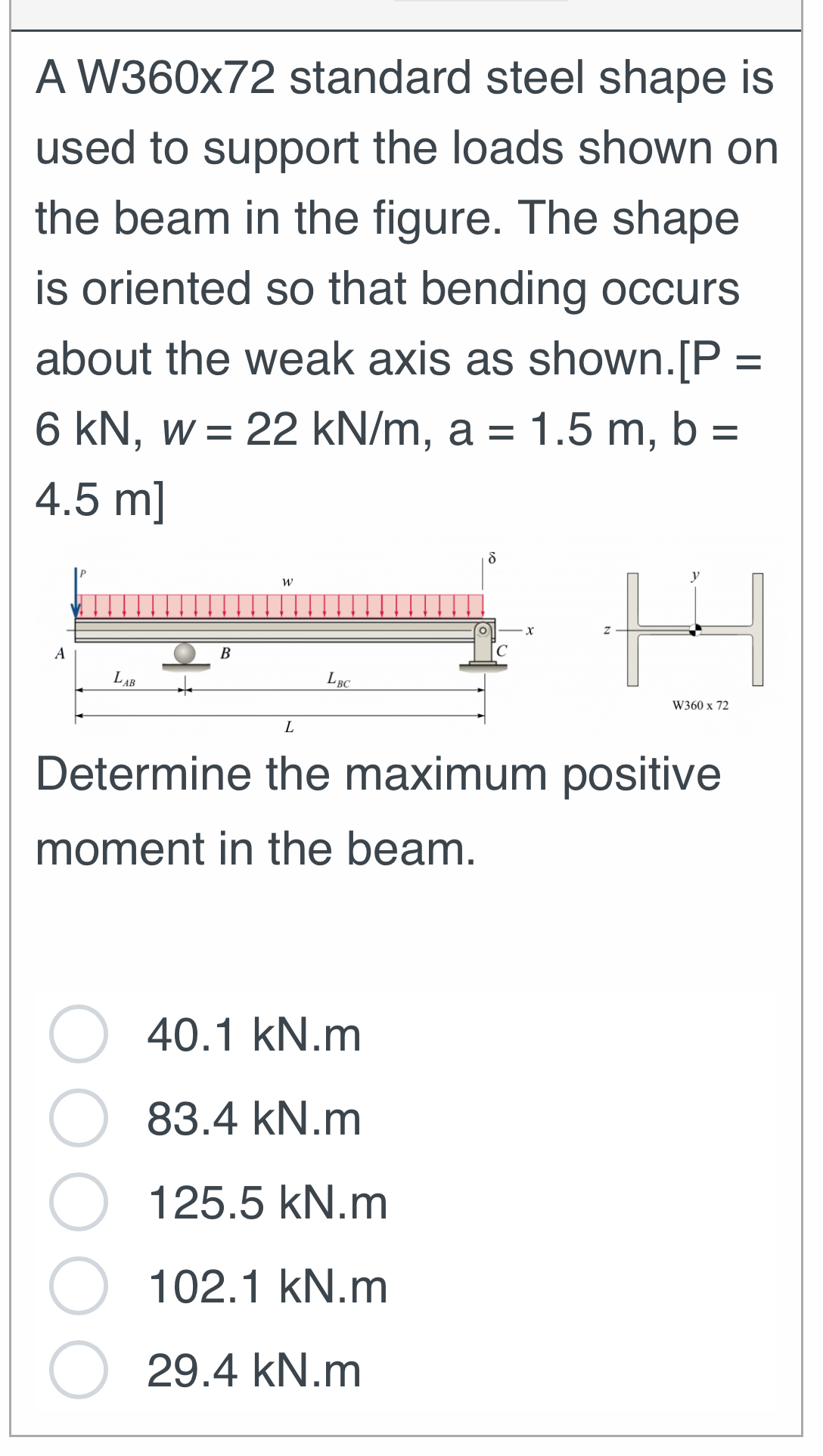Solved A W360x72 ﻿standard steel shape is used to support | Chegg.com