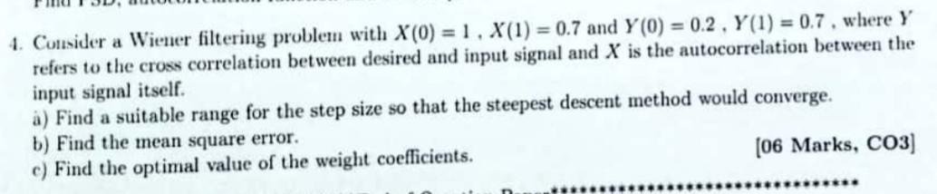 Solved 4. Consider a Wiener filtering problem with | Chegg.com