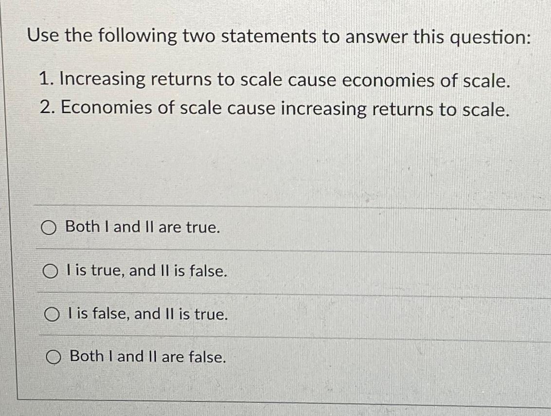 Solved Use the following two statements to answer this | Chegg.com