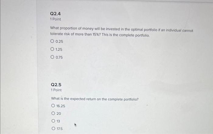 Solved Q2 5 Points Consider the following portfolios: Q2.1 1 | Chegg.com
