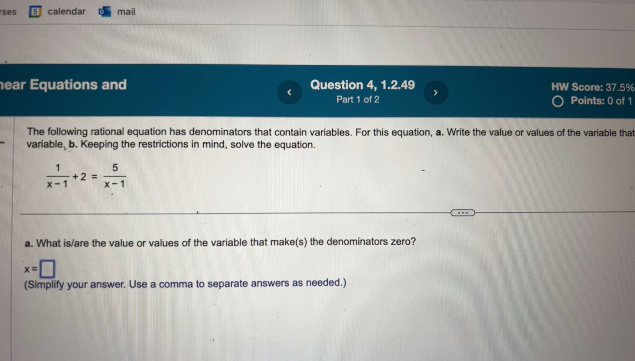 Solved The following rational equation has denominators that | Chegg.com