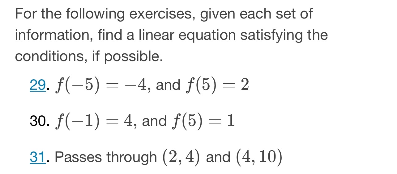 Solved For the following exercises, given each set of | Chegg.com