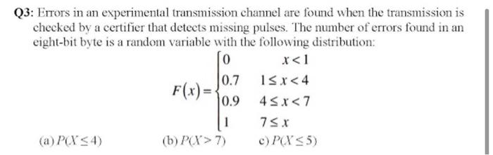 Solved Q3: Errors in an experimental transmission channel | Chegg.com