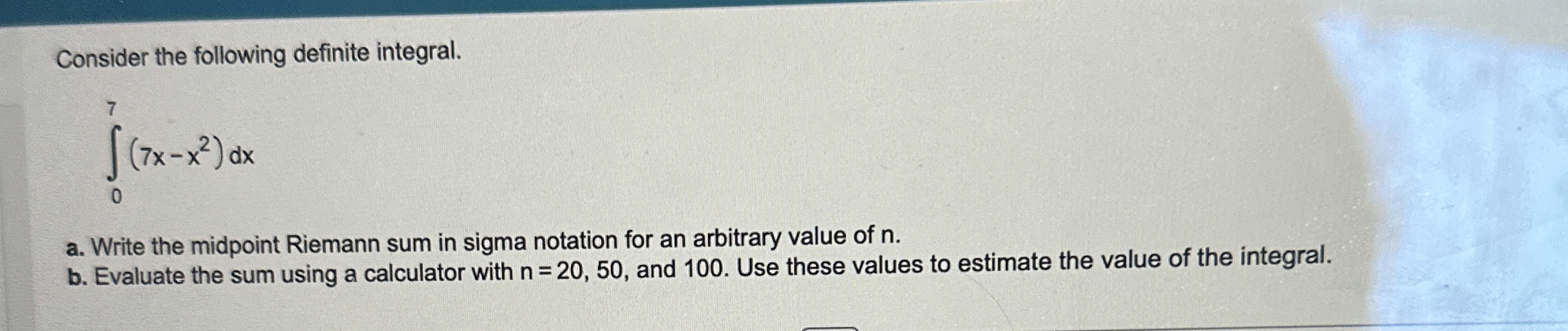 Solved Consider the following definite | Chegg.com