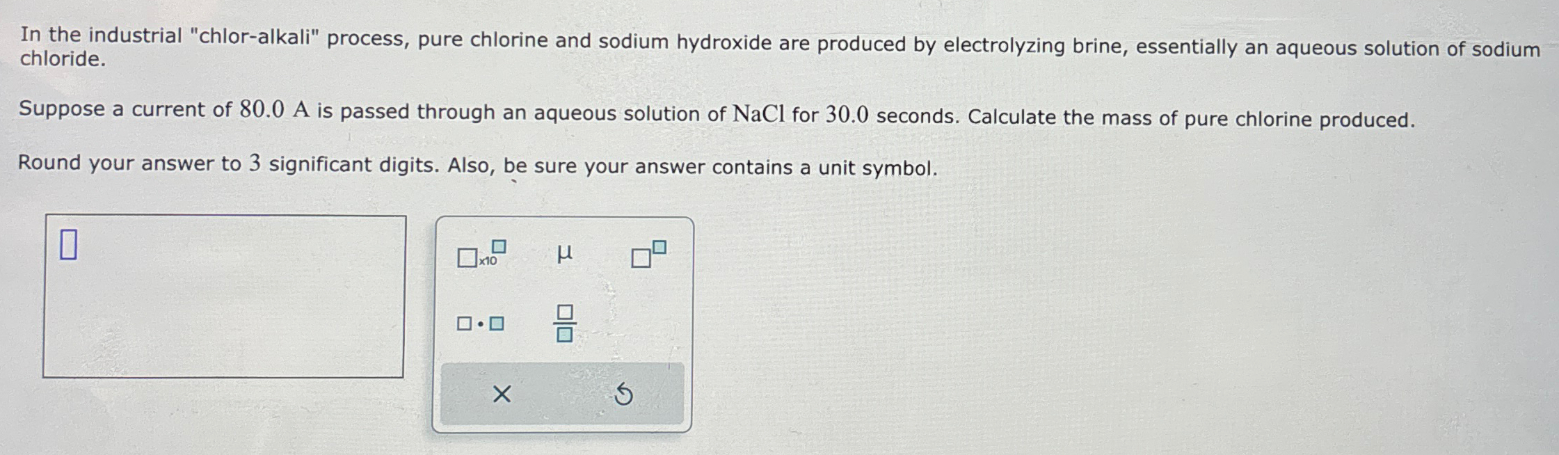 Solved In the industrial "chlor-alkali" process, pure | Chegg.com