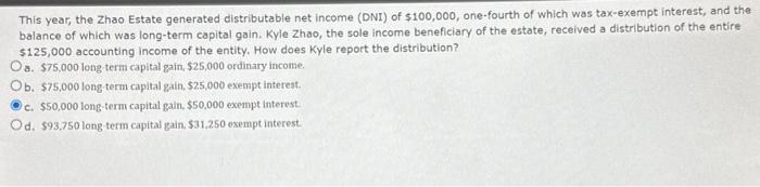 Solved This year, the Zhao Estate generated distributable | Chegg.com