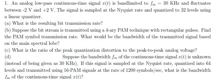 Solved An analog low-pass continuous-time signal x(t) ﻿is | Chegg.com
