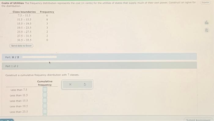 Solved Construct a cumulative frequency distribution with 7 | Chegg.com