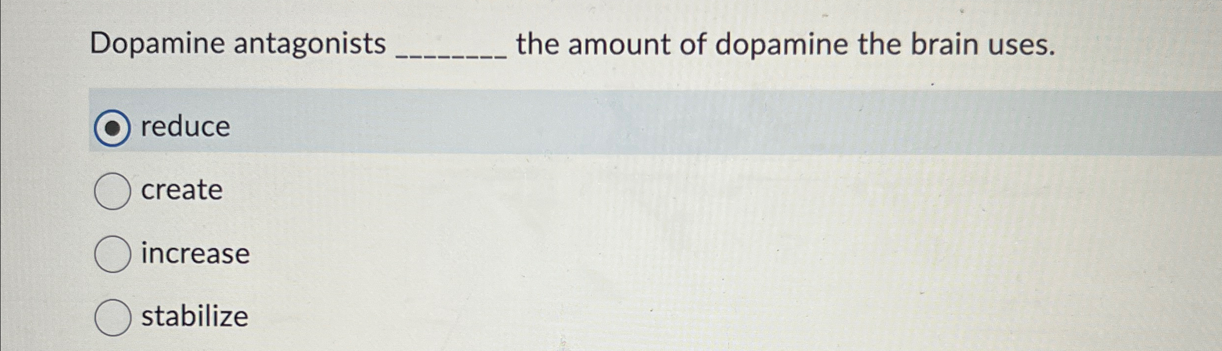 Solved Dopamine antagonists ﻿the amount of dopamine the | Chegg.com