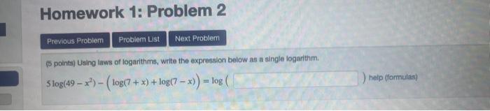 Solved (5 points) Using laws of logarithms, write the | Chegg.com