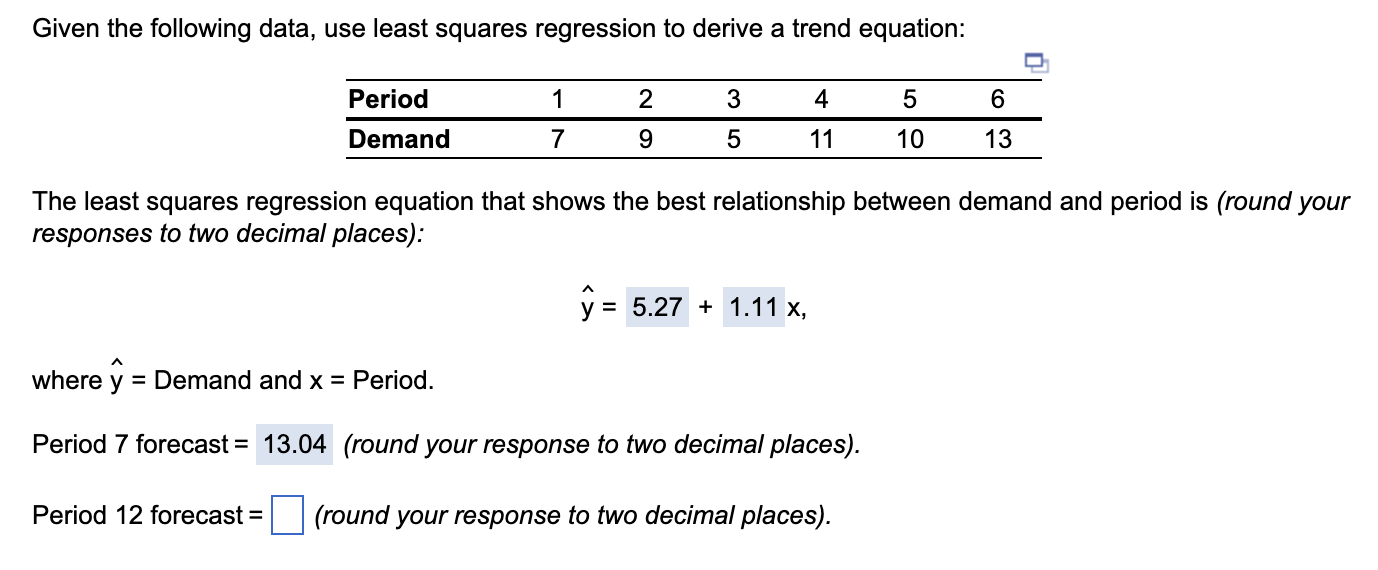 Solved Given the following data, use least squares | Chegg.com