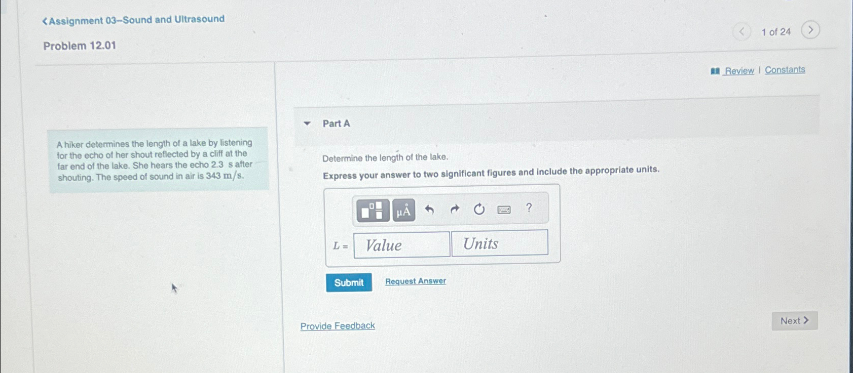 Solved 343msL=2.3s ﻿after shouting. The speed of ﻿sound in | Chegg.com