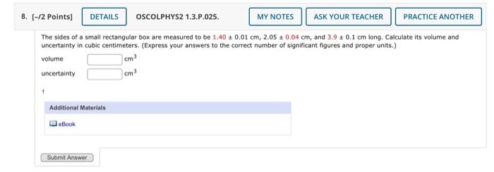 Solved The sides of a small rectangular box are measured to | Chegg.com