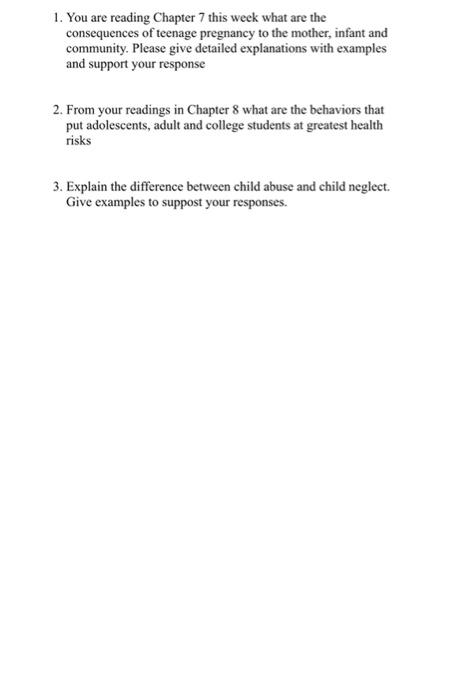 Solved 1. You are reading Chapter 7 this week what are the | Chegg.com