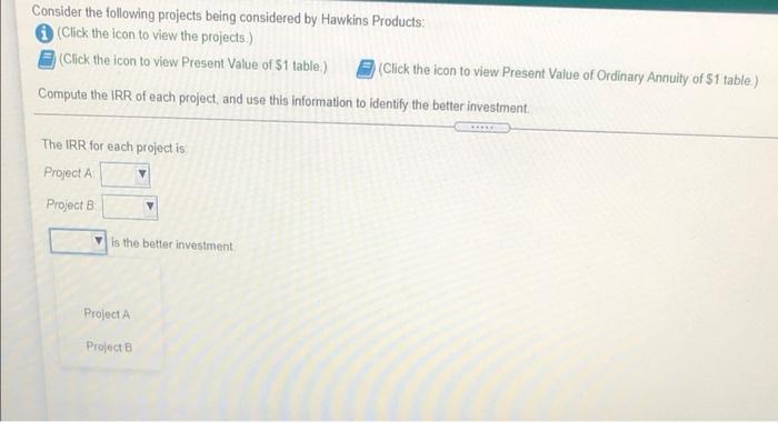 Solved Consider the following projects being considered by | Chegg.com