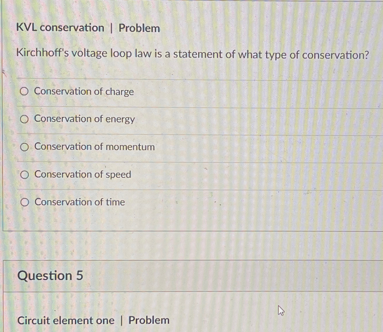 Solved KVL conservation | ﻿ProblemKirchhoff's voltage loop | Chegg.com