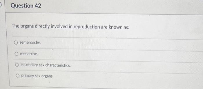 Solved The organs directly involved in reproduction are | Chegg.com