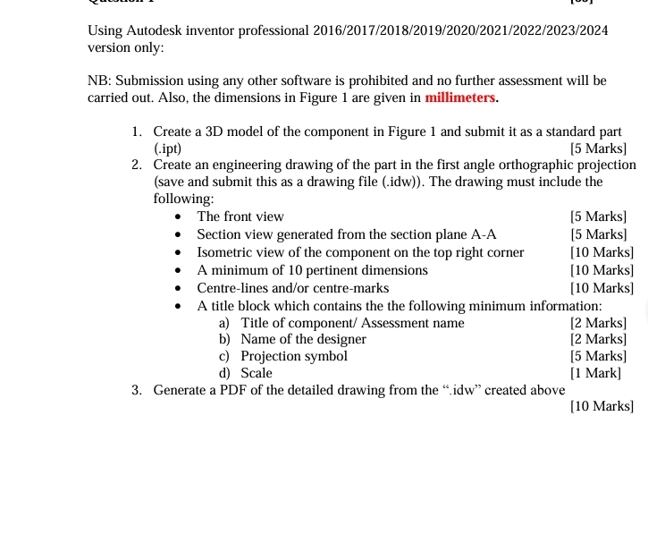 Solved Using Autodesk inventor professional | Chegg.com