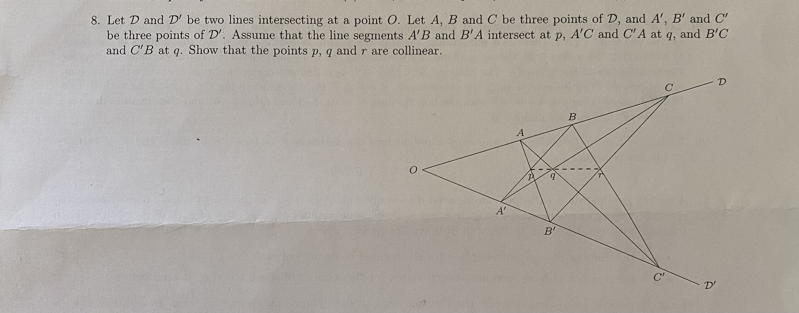 Solved Let D ﻿and D' ﻿be two lines intersecting at a point | Chegg.com