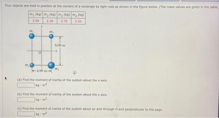 Solved Four objects are held in position at the corners of a | Chegg.com
