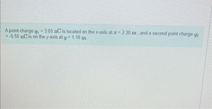 Solved A point charge q1=3.05nC is located on the x-axis at | Chegg.com