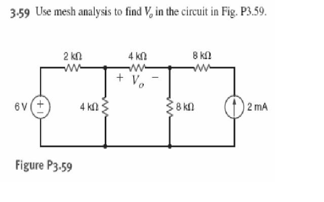 Solved Use mesh analysis to find Vo in the circuit in Fig. | Chegg.com