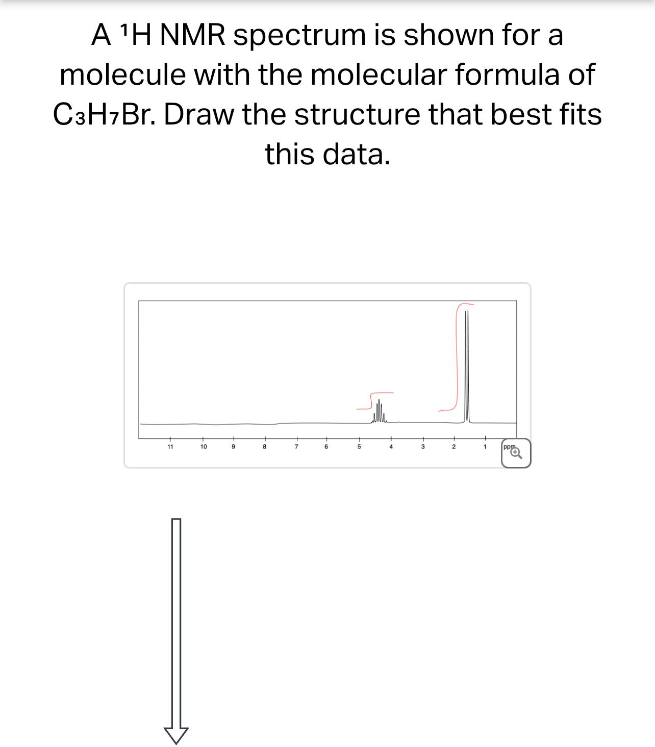 Solved A ?1H ﻿NMR spectrum is shown for a molecule with the | Chegg.com