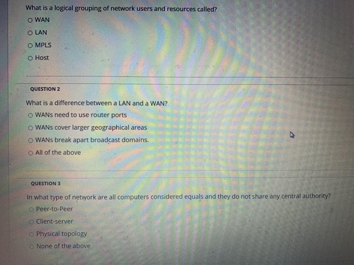 Solved What is a logical grouping of network users and | Chegg.com