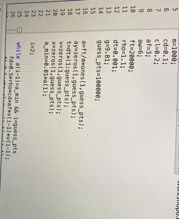 Using matlab convert the following code into a live | Chegg.com
