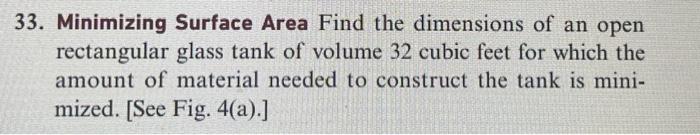 Solved 33. Minimizing Surface Area Find the dimensions of an | Chegg.com
