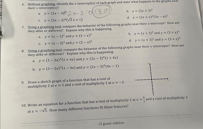 Solved 6. Without graphing, identify the x-intercept(s) of | Chegg.com