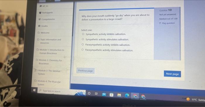 Solved Why does your mouth soddenly "go dry" doliver a | Chegg.com